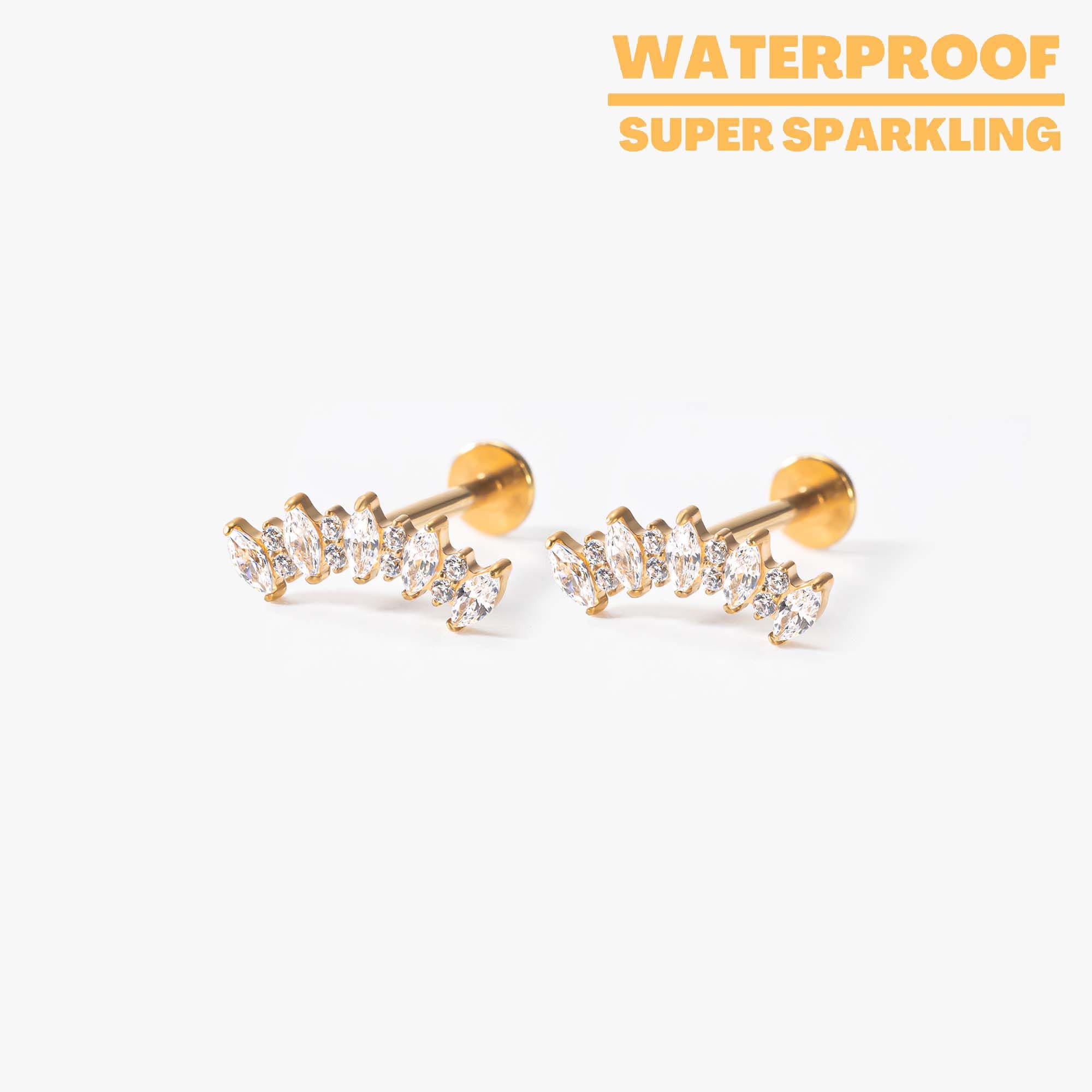 Elara Crystal White Push Pin Earrings – Titanium – EricaJewels
