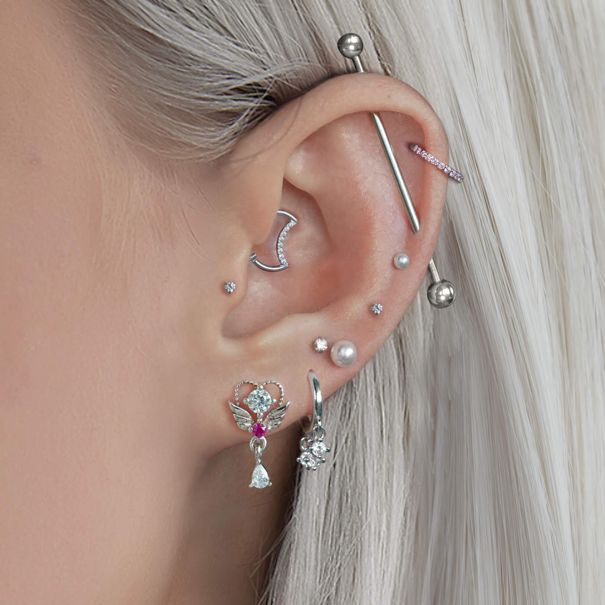 16G Celestial Moon Crystal 3A CZ Daith Jewelry & Septum Rings – EricaJewels